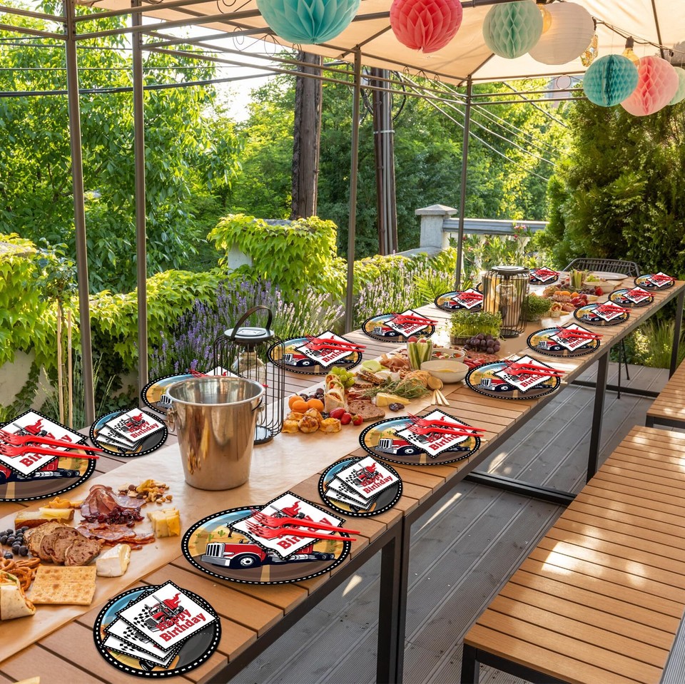 50 Guests Semi Truck Party Decorations Semi Truck Plates and Napkins ...