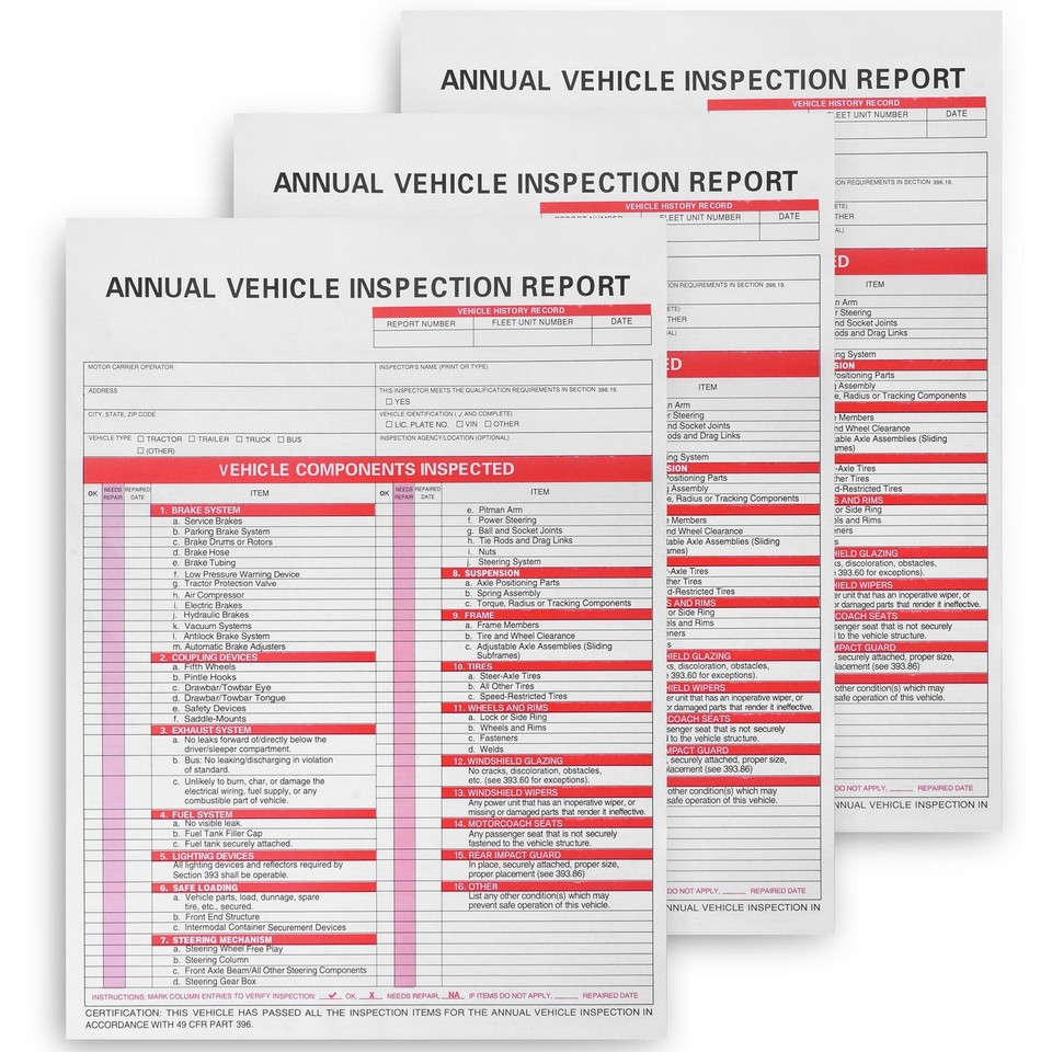 25Pack dot Inspection Forms and Stickers，fmcsa Annual Inspection ...