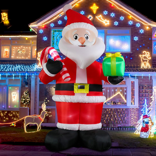 Christmas Inflatables Outdoor Decoration 10 FT Santa Claus Candy Cane ...