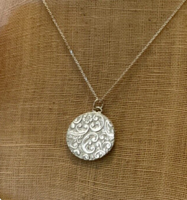 NEW MONICA RICH KOSANN STERLING SILVER Round Floral Half Locket ...