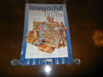 Original John Deere Dealer New 6076s Diesel Engine Poster Sign 23" X 34 ...