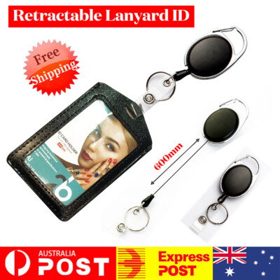 Retractable Id Badge Lanyard opal card holder business security Pass ...