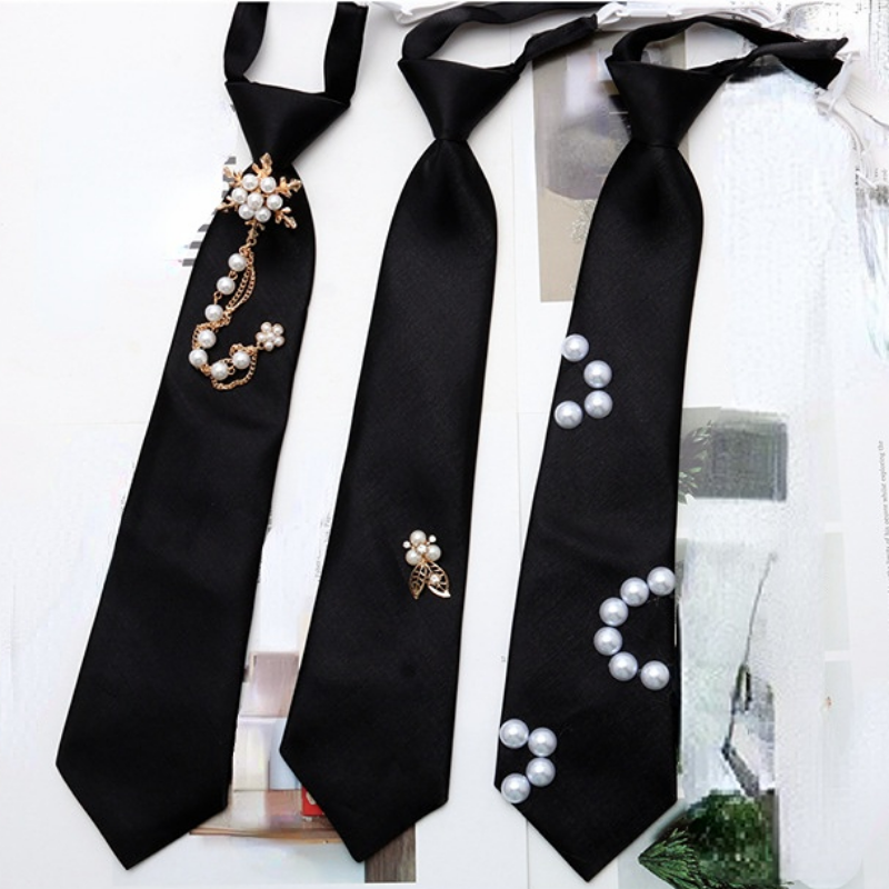 Men Women Tie Necktie Faux Pearl Chain Accessory Preppy Fashion Party ...