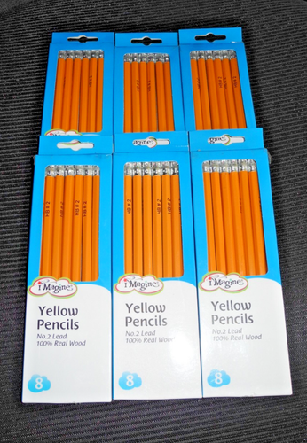 Lot of 6 Imagine Yellow Pencils No. 2 Pack Of 8 each (Total of 48) NEW ...
