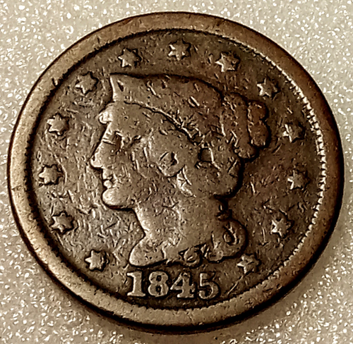 1845 Braided Hair Large Cent 1c | eBay