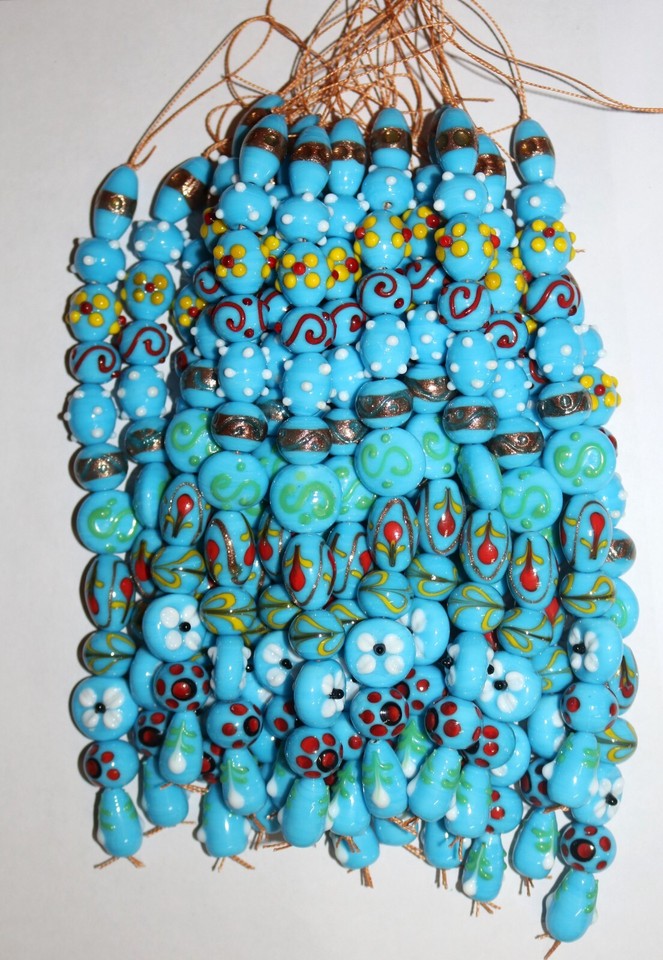 10 Strands Fancy Beads Turquoise Mix shape sizes for jewelry making ...