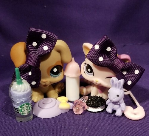 Authentic Littlest Pet Shop LPS #1481 Winky Kitten Cat #1482 Brown ...