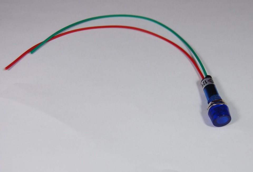 50 Pcs 12V AC/DC 10mm Blue Mini LED Pilot Lights CYLINDRICAL Cap with ...