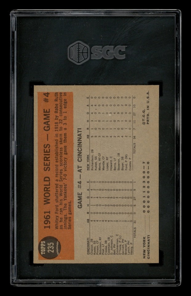 1962 Topps Set-Break #235 World Series Game #4 SGC 8 NM | eBay