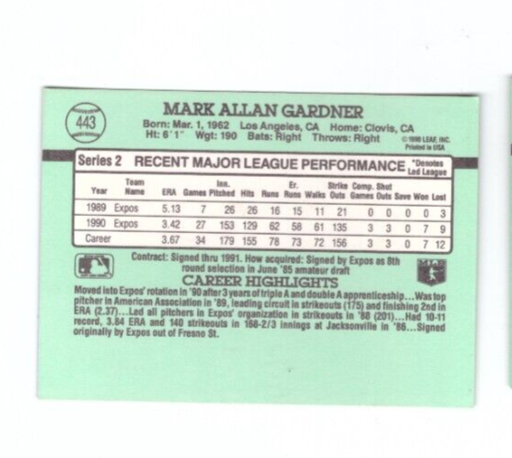 1991 Donruss Baseball Card #443 Mark Gardner Expos | eBay