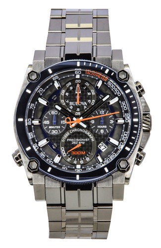 Bulova Precisionist 46.5mm Gray/Blue Stainless Steel Case with Gray ...