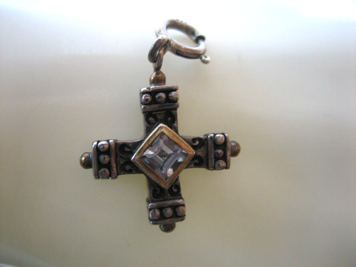 VINTAGE STERLING SILVER RHINESTONE RELIGIOUS CROSS CHARM | eBay