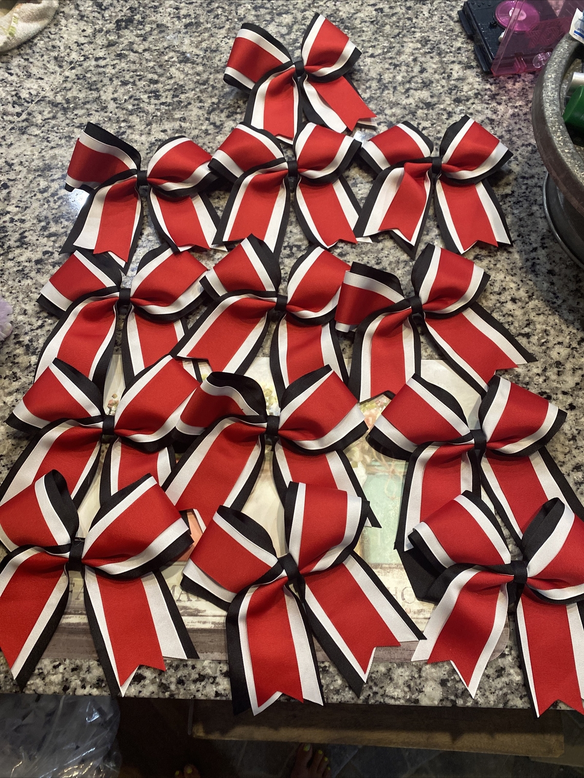 Lot of varsity cheer bows red black white | eBay