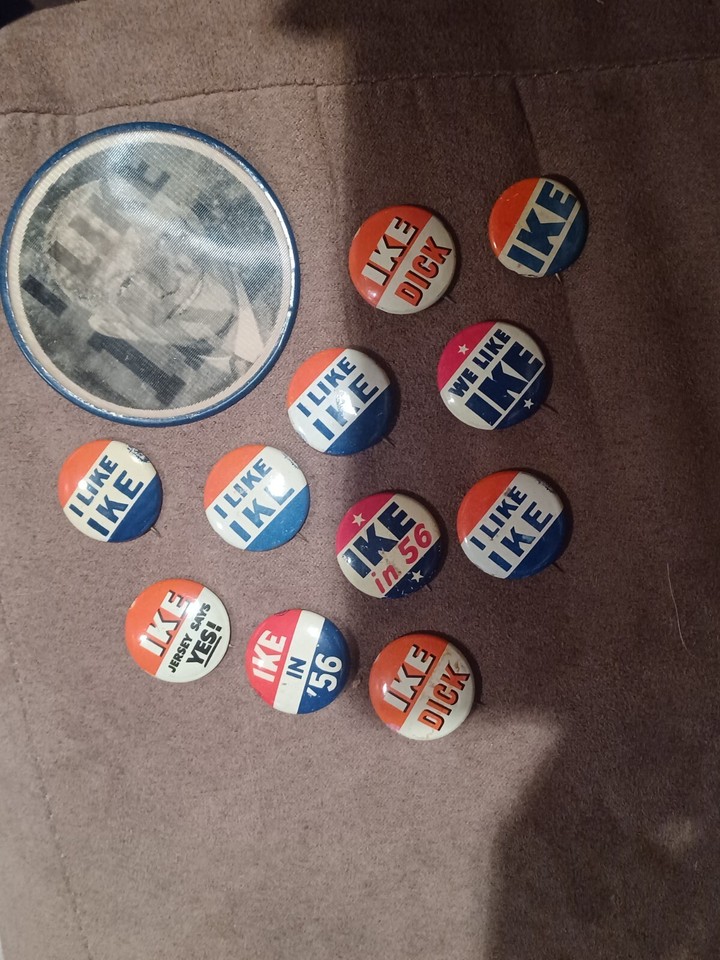 12 I like ike and dick pin Political 1956 Button Pin Lot | eBay