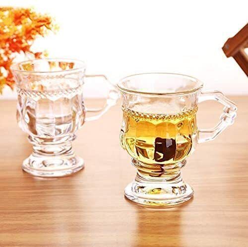 Glass Hot & Cold Beverage Coffee Mugs with Handle Set of 6 x 150 mL ...