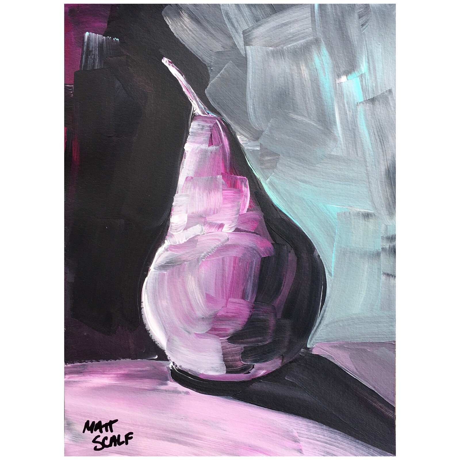 Matt Scalf Purple Pear Still Life ORIGINAL PAINTING 9x12 Abstract ...