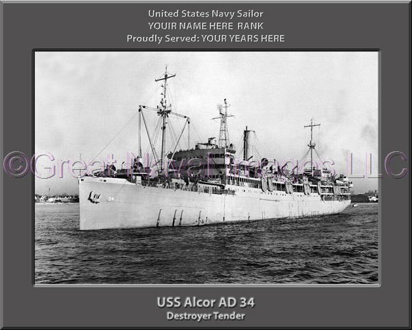 USS Alcor AD 34 Personalized Canvas Ship Photo Print Navy Veteran Gift ...