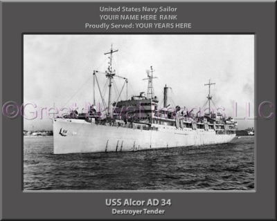 USS Alcor AD 34 Personalized Canvas Ship Photo Print Navy Veteran Gift ...