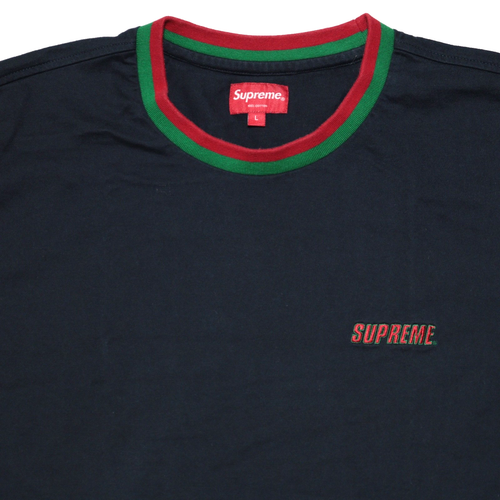 Supreme Shirt Mens Large Navy Blue Chest Logo Short Sleeve Crew Neck T ...