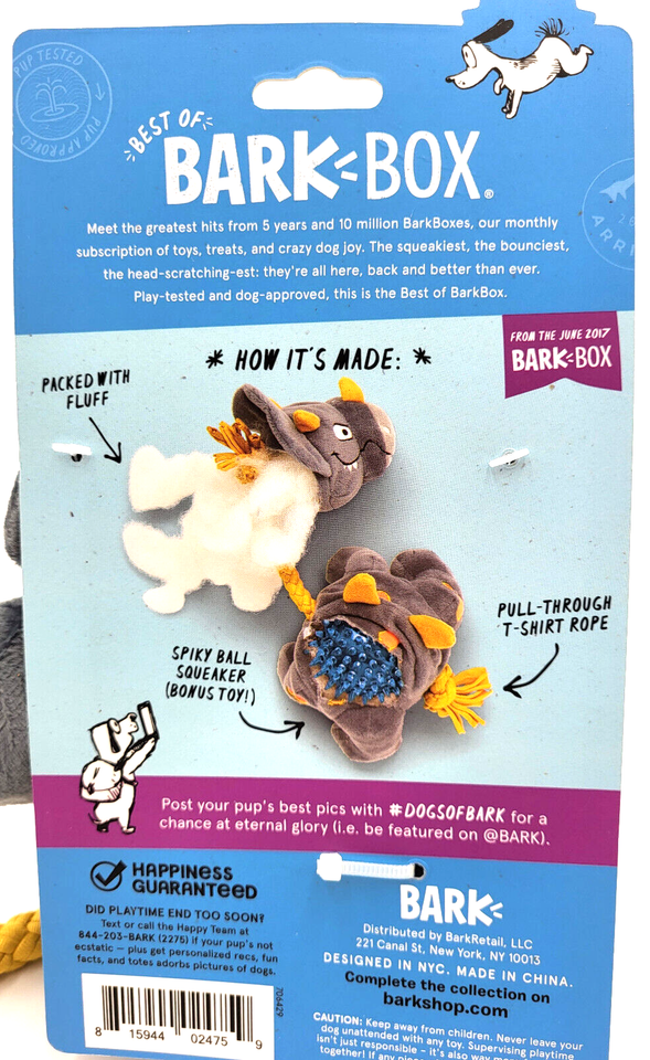 BarkBox Herbie The Herbivore Squeaky Spiky Ball Rope Tug & Shake Dog ...