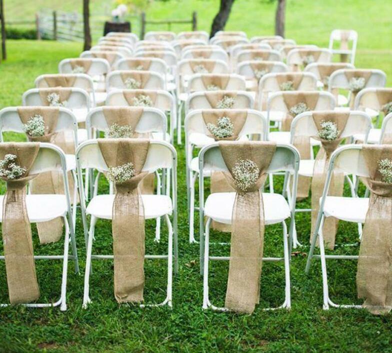 10M Roll Fabric Hessian Table Runner Chair Sash Burlap Jute Wedding ...