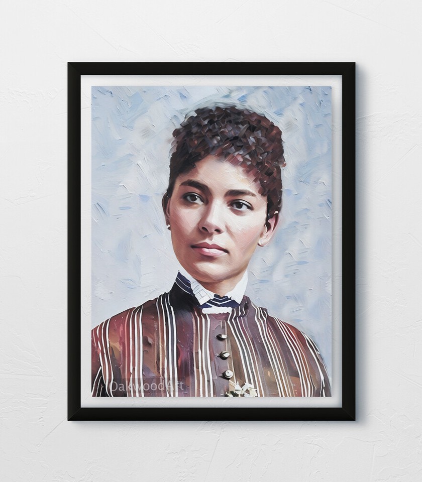 Pretty Black Victorian Woman in a Striped Blouse, Art Reprint | eBay