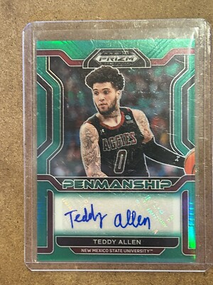 2022 Prizm Draft Picks Teddy Allen Penmanship Green Prizm Auto CP-TAL ...