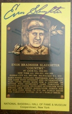 Enos Slaughter Autographed Hall Of Fame Plaque With JSA Sticker | eBay