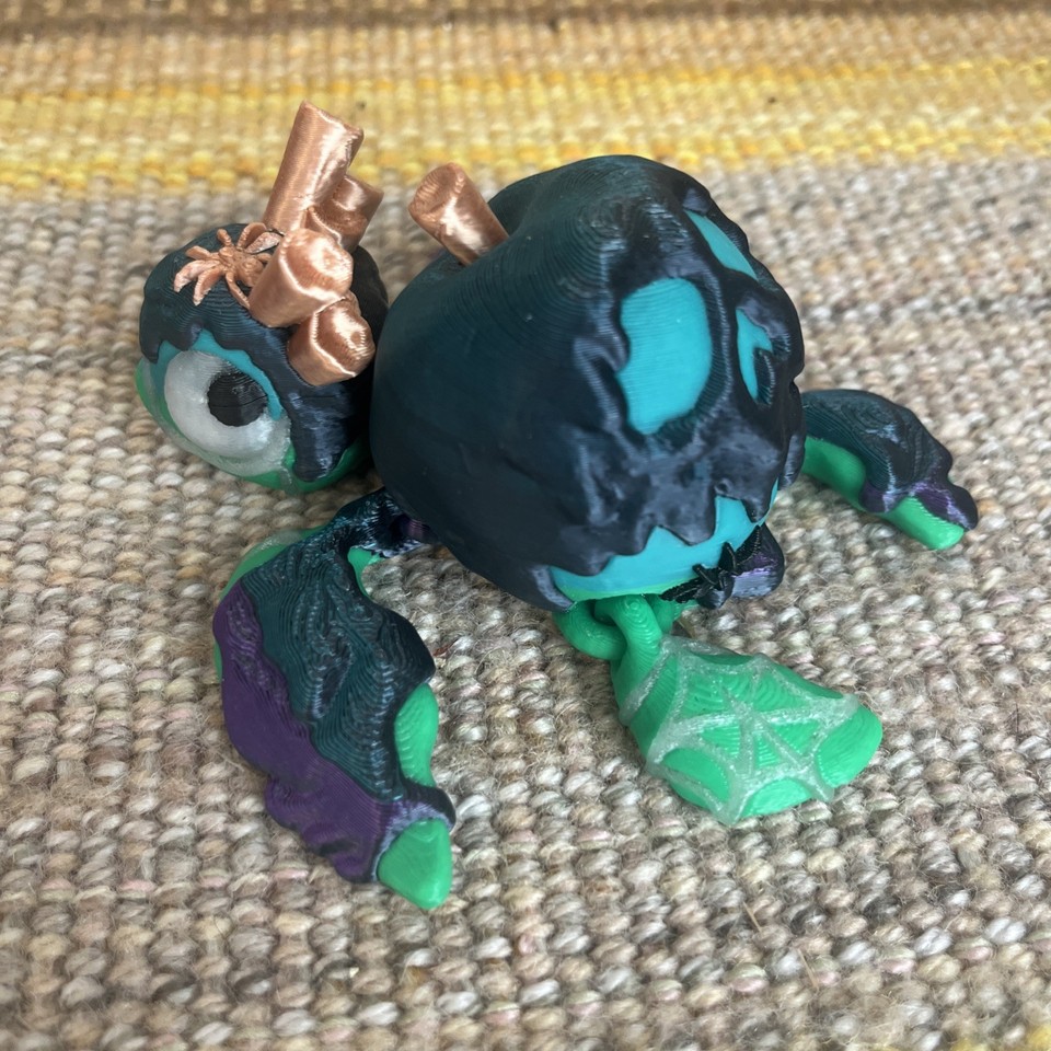 Poison Apple Turtle 3D Printed Articulated Fidget Toy 2.5" Halloween ...