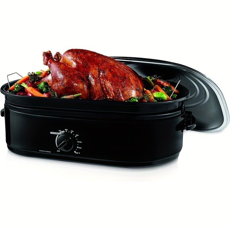 16QT Electric Large Roaster Pan, Roaster Oven For 150-450°F Temperature ...