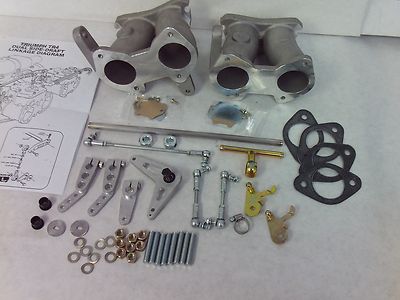 TRIUMPH TR3 TR4 MORGAN INTAKE MANIFOLD & LINKAGE WEBER DCOE CARBURETORS ...