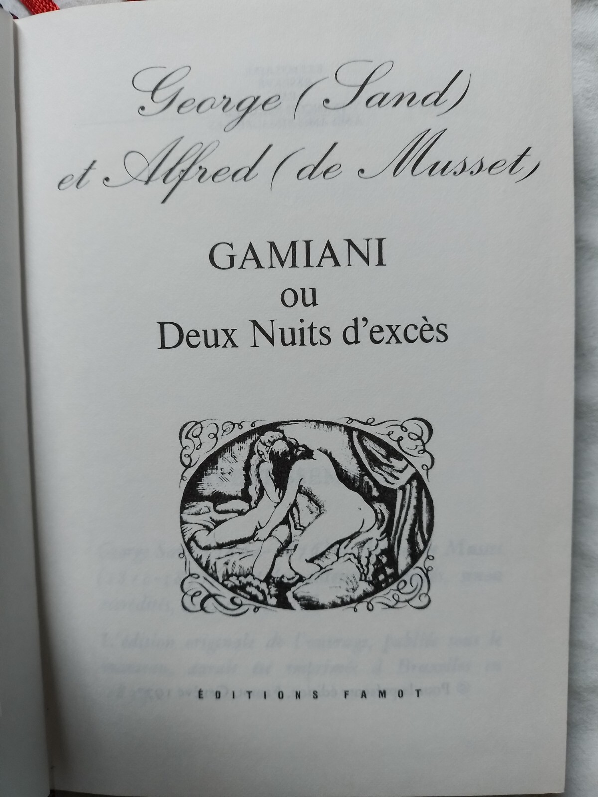 Gamiani par Musset et Sand - Lettres à la Présidente par Gautier ed ...