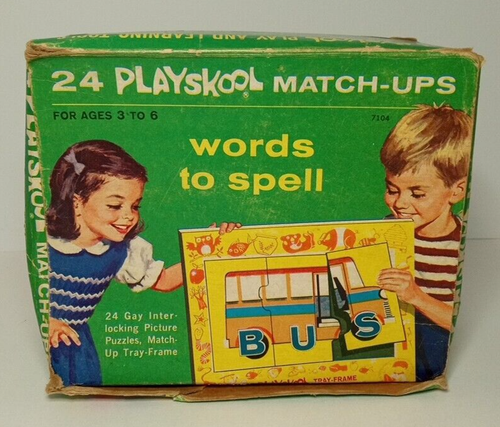 Playskool Match-Ups Picture Puzzle Spelling Game 1964 Vintage w ...