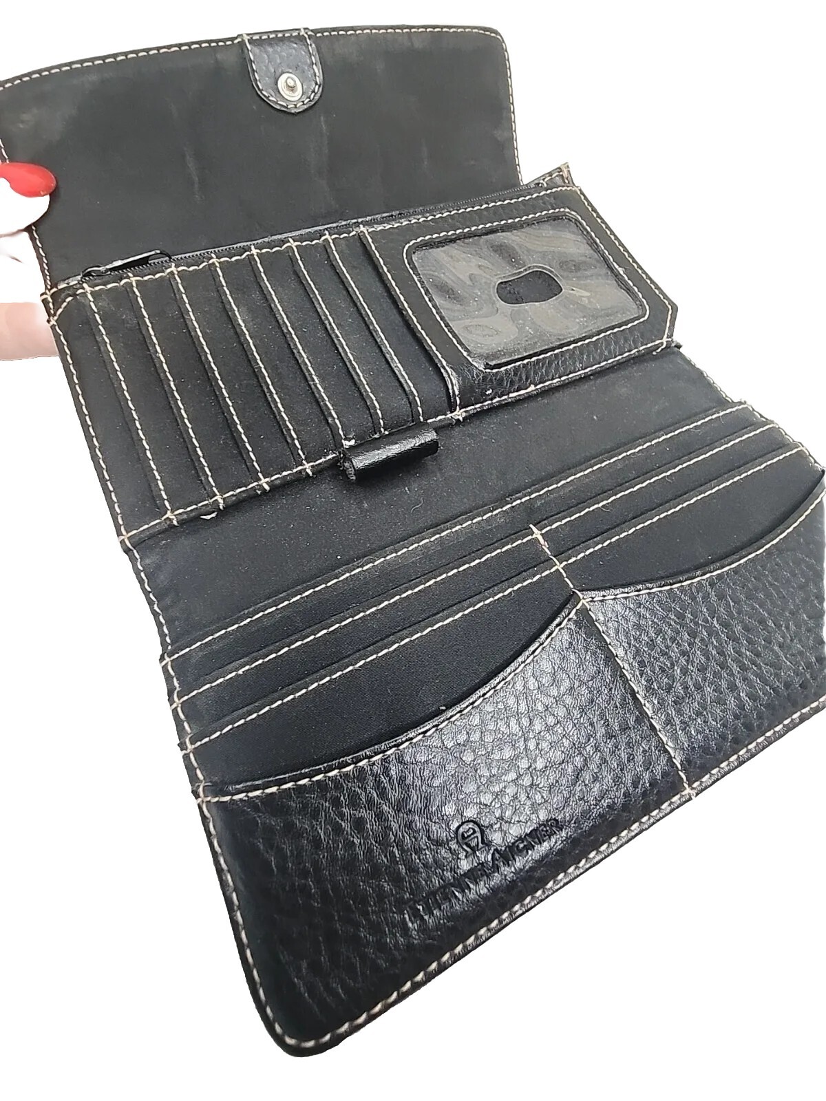Etienne Aigner Bifold Wallet Black Logo Jacquard Leat… - Gem