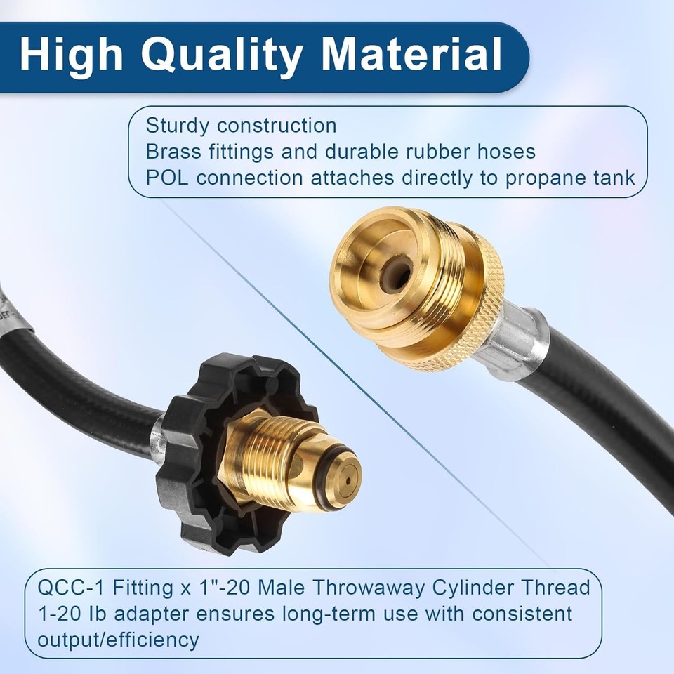 Propane Heater Adapter Hose Assembly Compatible Mr. Heater Big Buddy ...