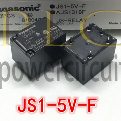 10Pcs PANASONIC JS1-5V-F AJS1319F 5VDC Power Relay 10A 277VAC 5Pin NEW ...