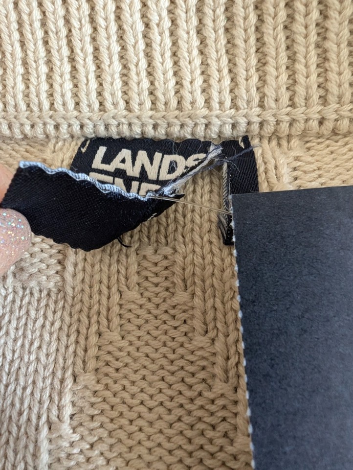 Lands End sweater drifter holiday tree pine cream ivory womens plus 1X ...