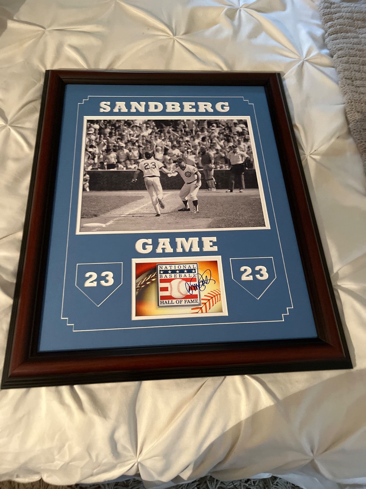 Cubs Ryne Sandberg signed HOF 6x4 framed w/ Sandberg day photo 20x24 ...