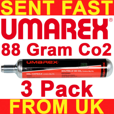 3 x UMAREX 88g Co2 Airsource Co 2 Cartridge Air Rifle 88 Gram Gas ...