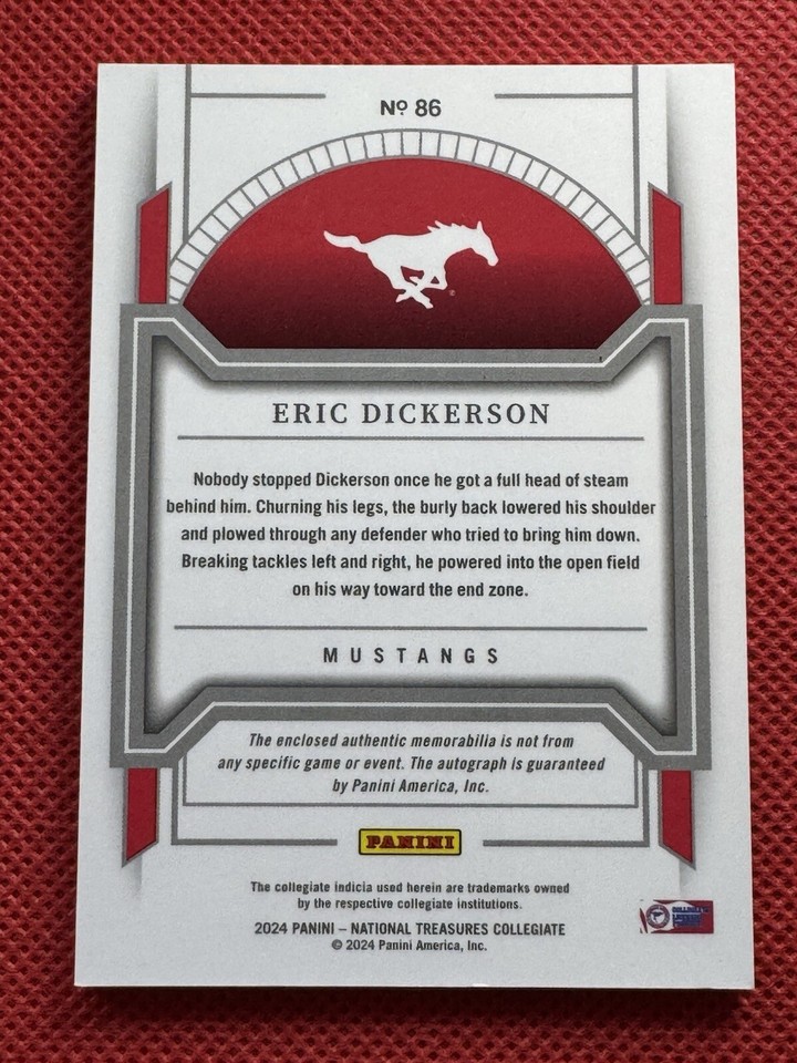 2024 NATIONAL TREASURES COLLEGIATE #86 ERIC DICKERSON COLLEGE PATCH ...