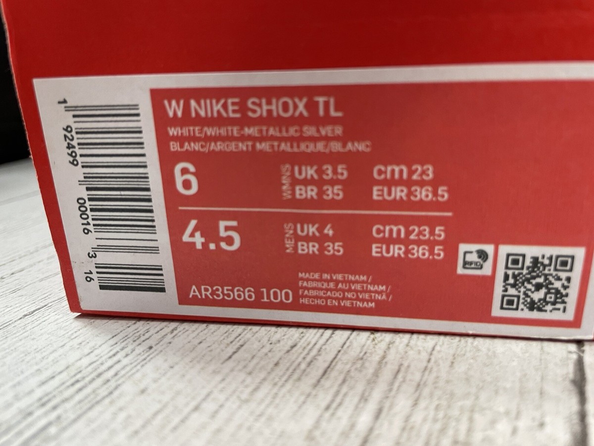 Women's Nike Shox TL White and Max Orange AR3566-100 Size US Women's Nike Shox TL White and Max Orange AR3566-100 Size US