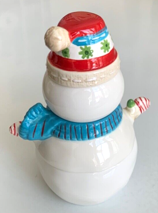 PIER 1 Measuring Cups Set/4 SNOWMAN Hand Painted Shiny Holiday Stacking ...