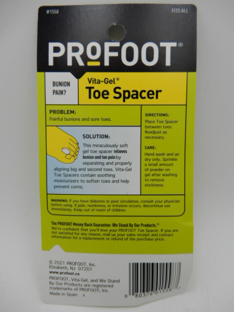 Profoot Care Vita-Gel Toe Spacer One Size, 2 Count 080376015587VL | eBay