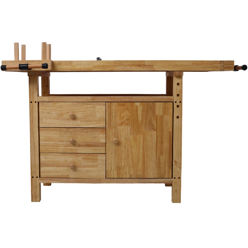 Wood Workbench Wooden Work Bench Workstation Table for Garage Workshop ...