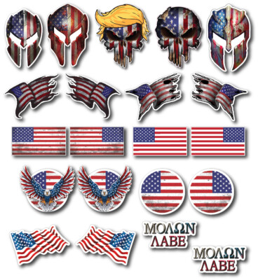 21 3M small Hard Hat American Flag Decal Sticker Trump Skull Molon Labe ...
