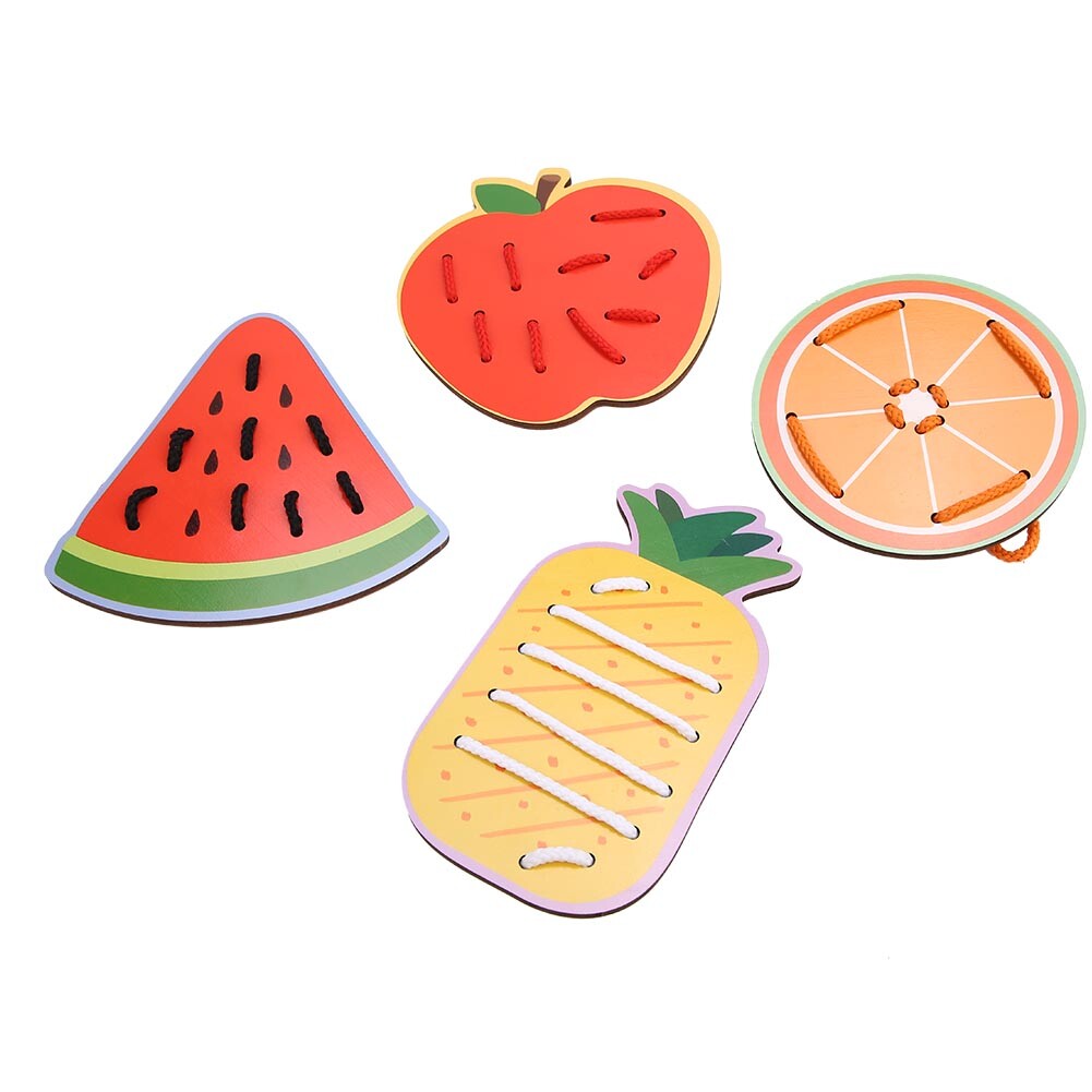 (4)Fruit Threading Board Toy Cartoon Shape Smooth Edges Animal ...
