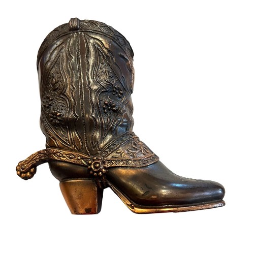 Vintage Two Tone Brass & Copper Cowboy Boot Figurine Western ...