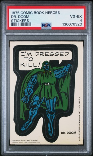 1975 COMIC BOOK HEROES STICKERS DR. DOOM PSA 4 | eBay