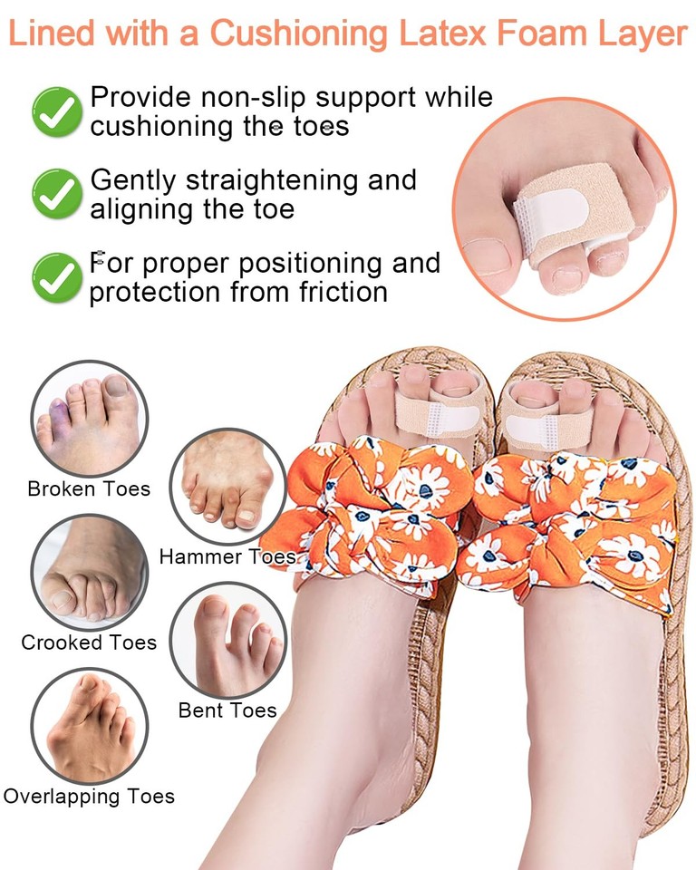 12 Pack Fabric Hammer Toe Corrector Straightener, Reusable Broken Toe ...