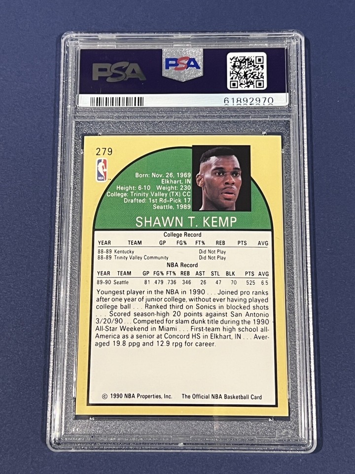 Shawn Kemp 1990 Hoops #279 Rookie Card RC PSA 9 Mint 61892970 New Slab ...